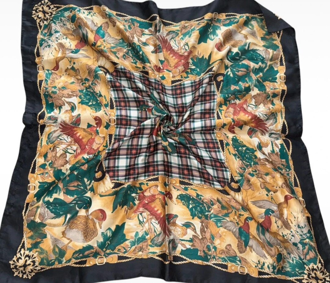 Vintage Stunning Ducks Large Square Luxury Scarf Headscarf Neck Tie Top ...