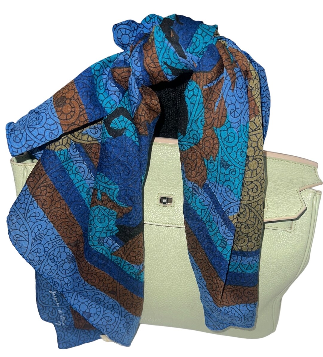 Vintage Retro Rare Stunning Square Luxury Scarf Headscarf Bag Twilly ...