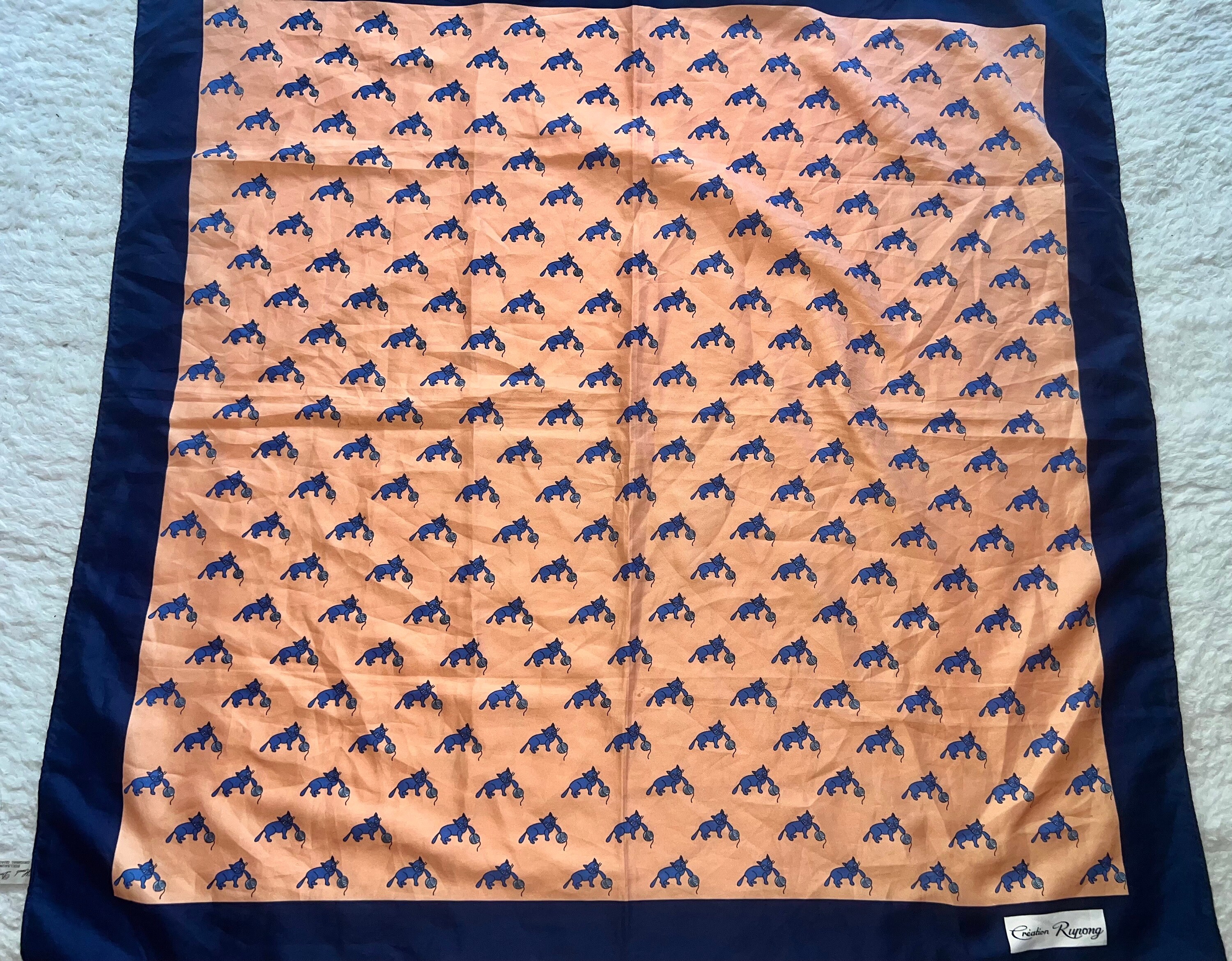 Vintage Retro Rare Cats Stunning Square Luxury Scarf Headscarf Neck Tie ...