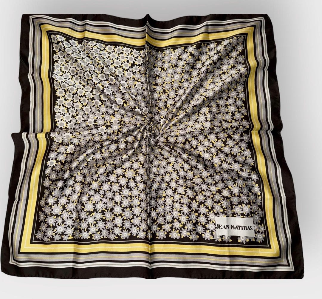 Vintage Jean-mathias Floral Flower Square Scarf Headscarf Neck Tie ...