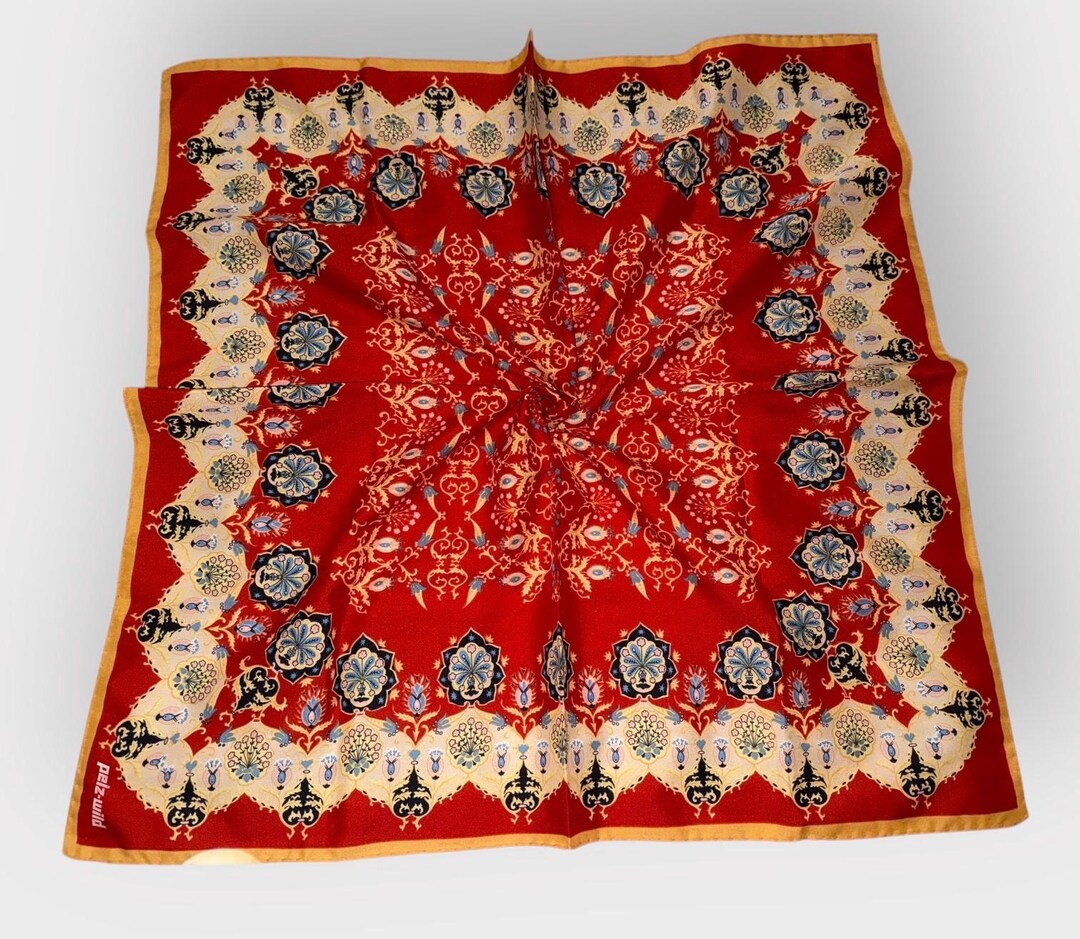 Vintage Stunning Square Patterned Large Luxury Scarf Headscarf Neck Tie ...