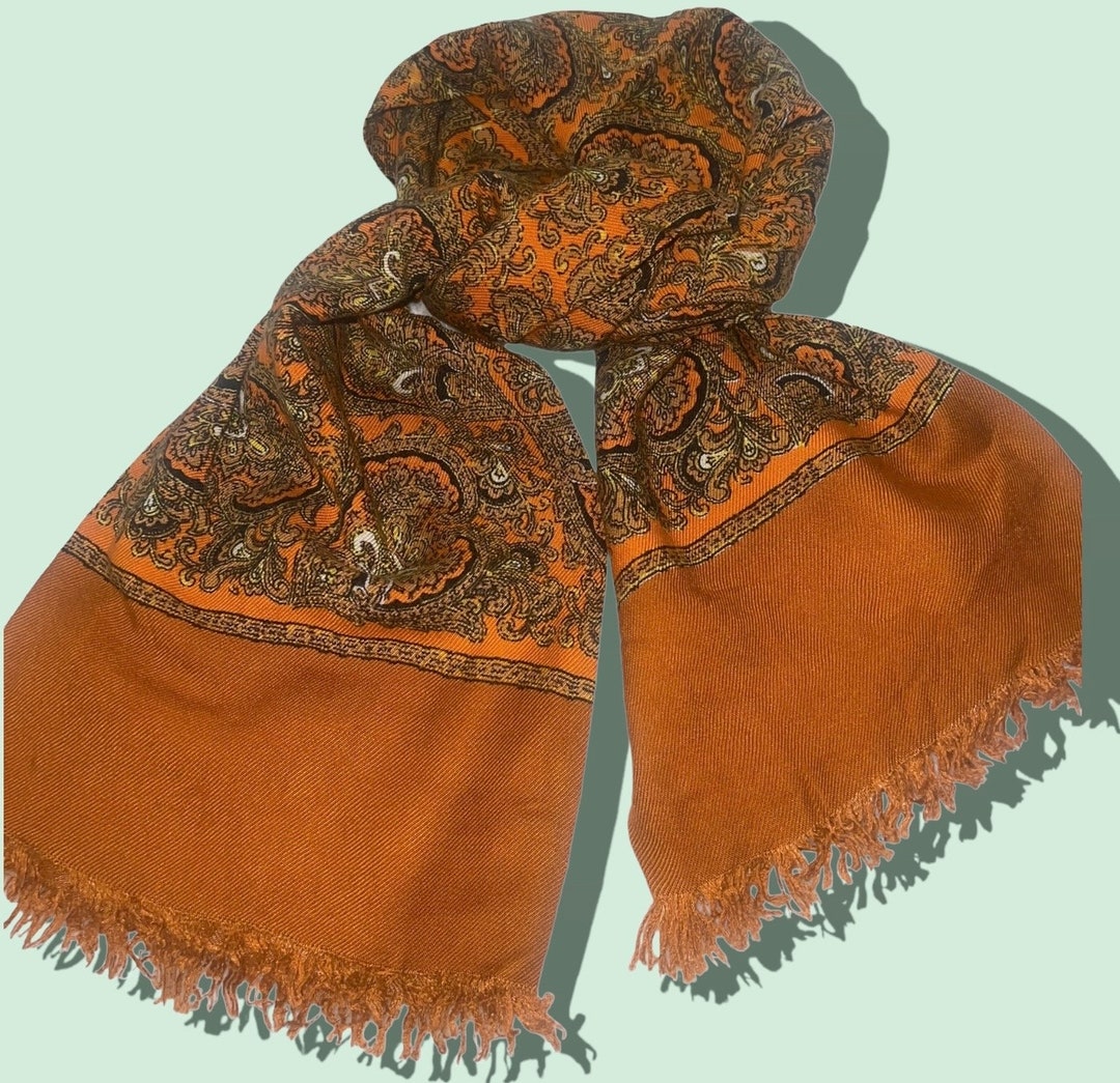 Vintage Retro Rare Original 70s Wool Paisley Unisex Mod Indie Scarf ...