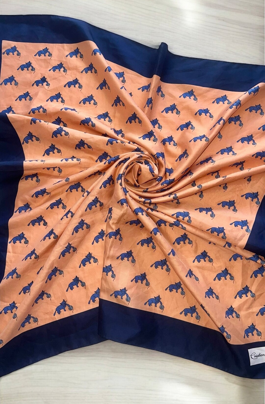 Vintage Retro Rare Cats Stunning Square Luxury Scarf Headscarf Neck Tie ...