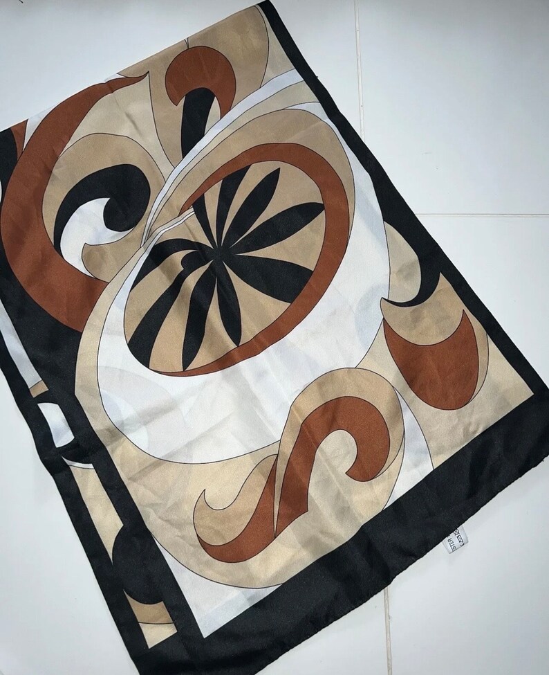 Vintage Retro Rare Original 70s Unisex Silk Mod Scarf / Neck Tie Black ...