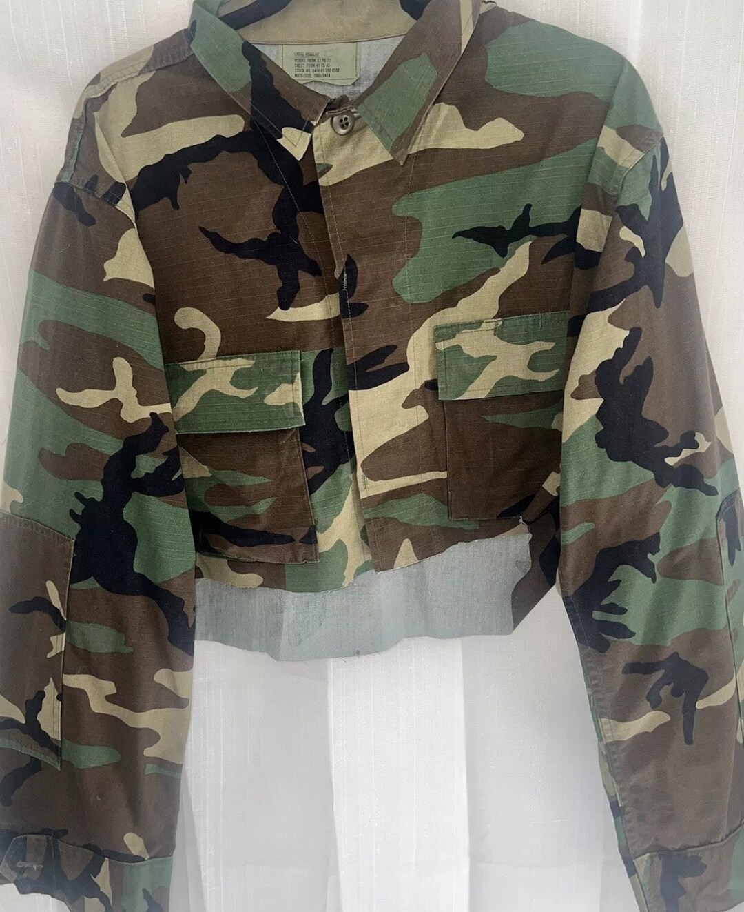 Vintage Stylish Cropped Camouflage Authentic Green Army Field Jacket ...