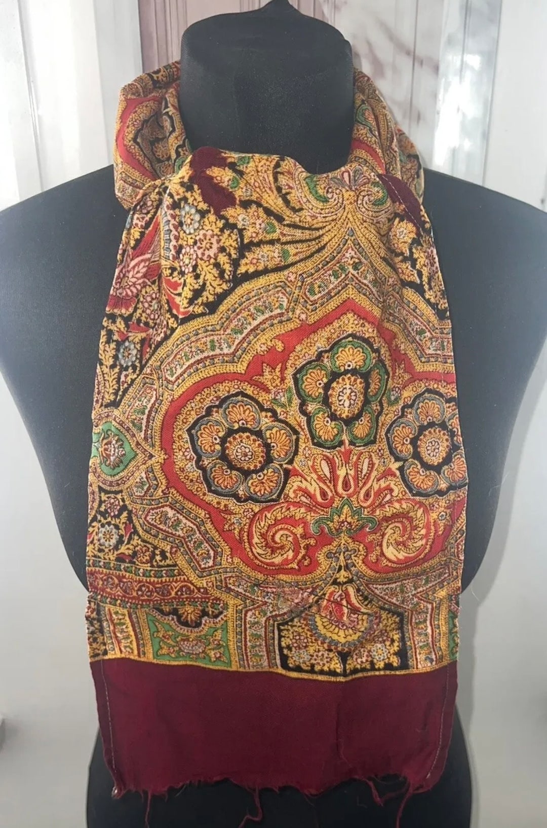 Vintage Retro Rare Original 70s Wool Paisley Unisex Mod Scarf / Neck ...
