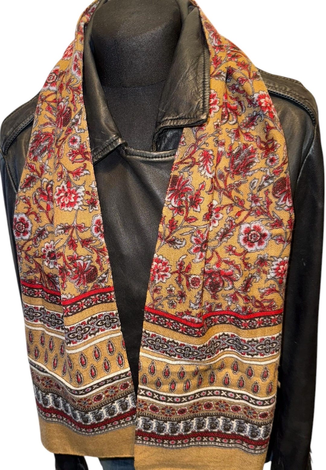 Vintage Retro Men’s Rare Pure Wool Paisley Original 70s Indie Mod Scarf ...