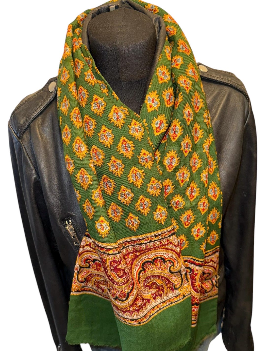 Vintage Retro Rare Original Paisley Mod Scarf / Neck Tie Cravat Green ...