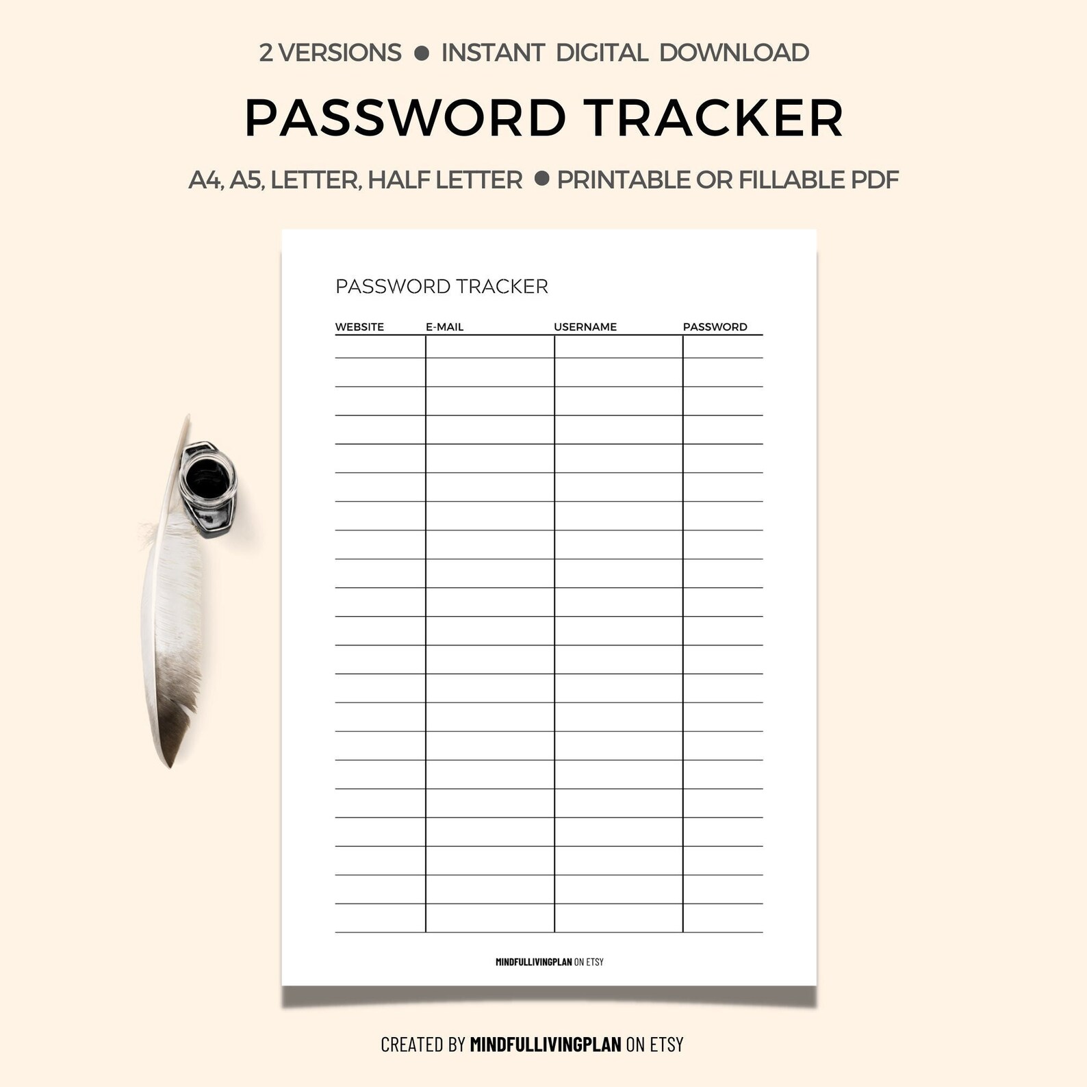 Password Tracker Printable PDF Password Keeper Password - Etsy