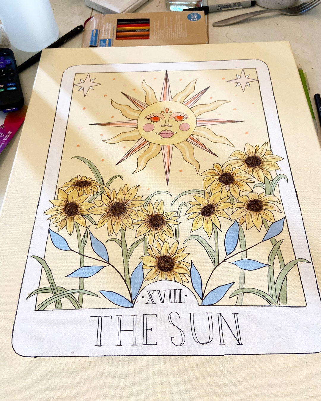 The Sun Tarot Card Pastel Wall Art - Etsy