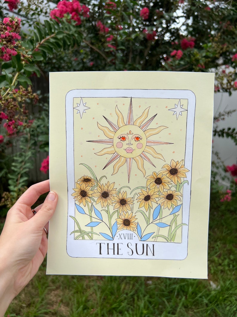 The Sun Tarot Card Pastel Wall Art - Etsy