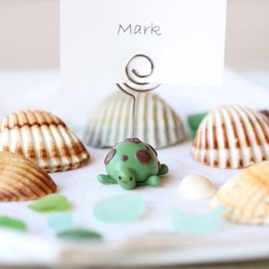 Turtle Figurine Custom Birthday Holiday Name Place Card Holders Table ...