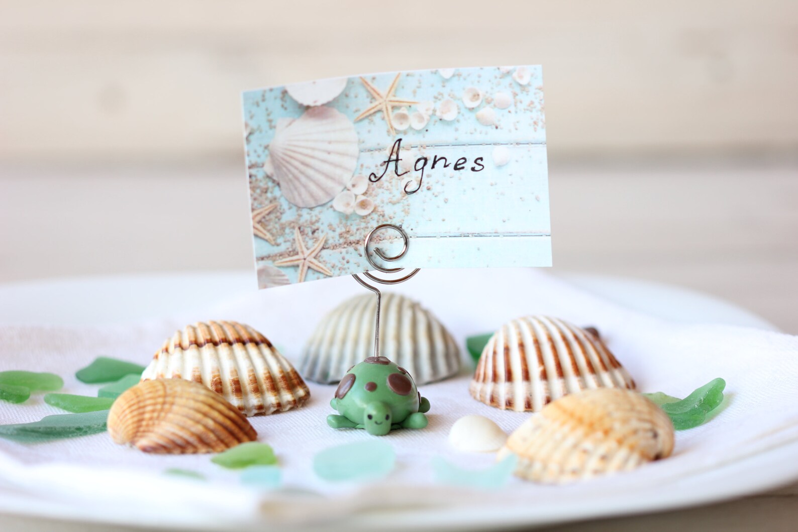 Turtle Figurine Custom Birthday Holiday Name Place Card Holders Table ...