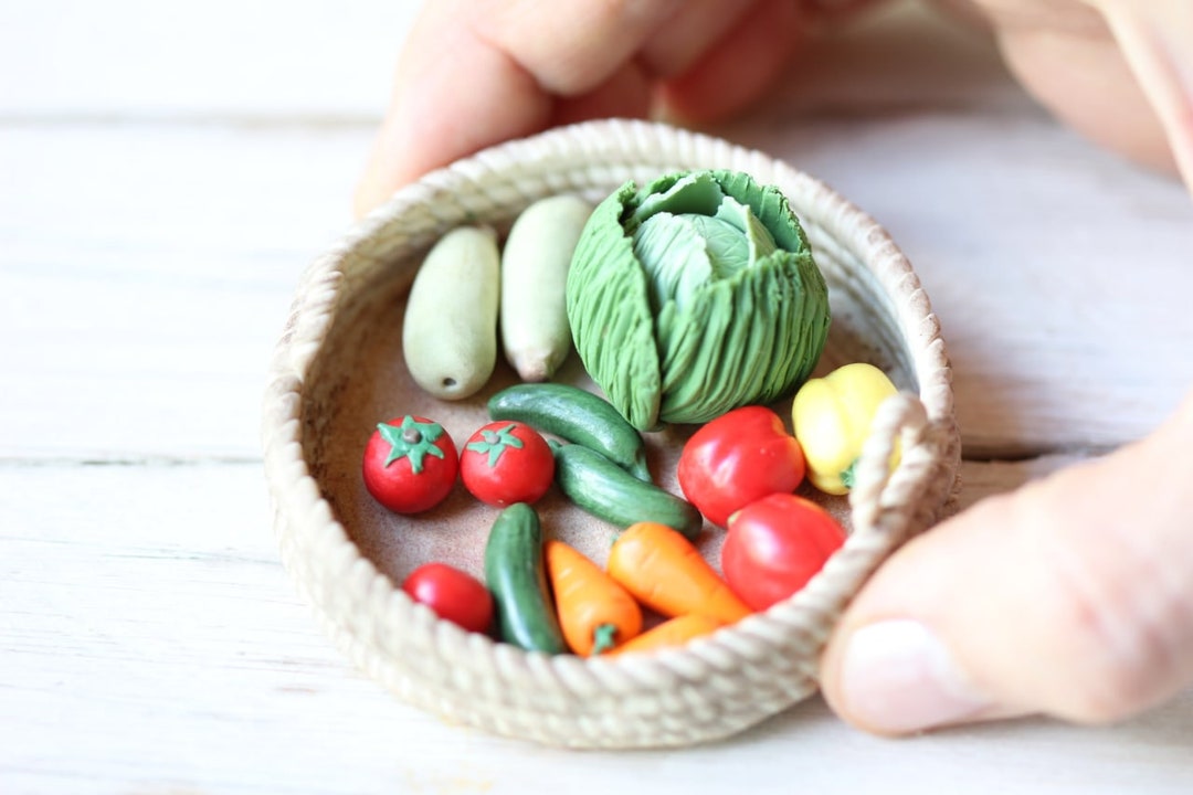 Vegetable Harvest Doll-sized Veggies Miniatures in a Basket Mini ...