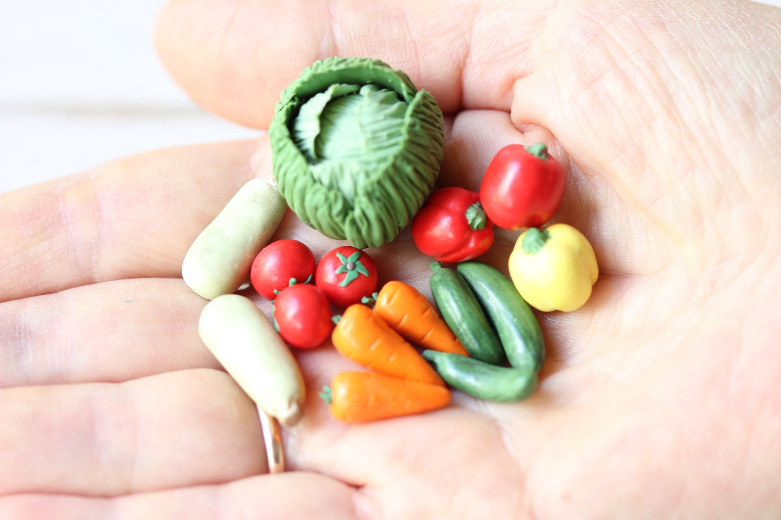 Vegetable Harvest Doll-sized Veggies Miniatures in a Basket Mini ...