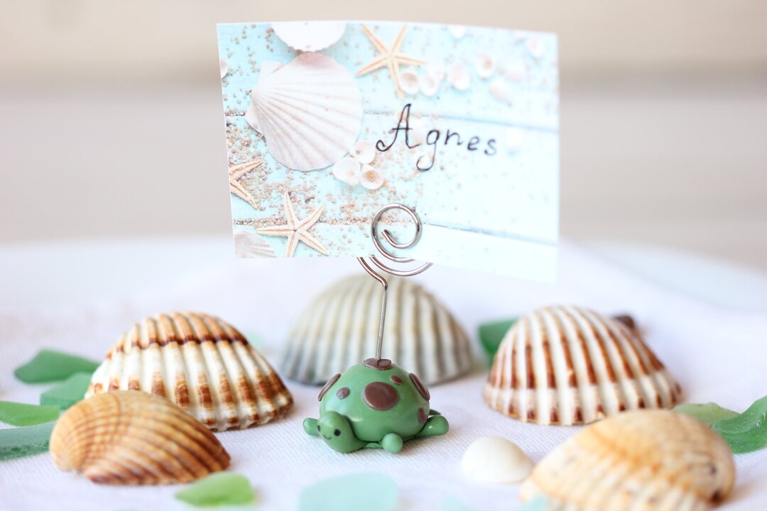 Turtle Figurine Custom Birthday Holiday Name Place Card Holders Table ...