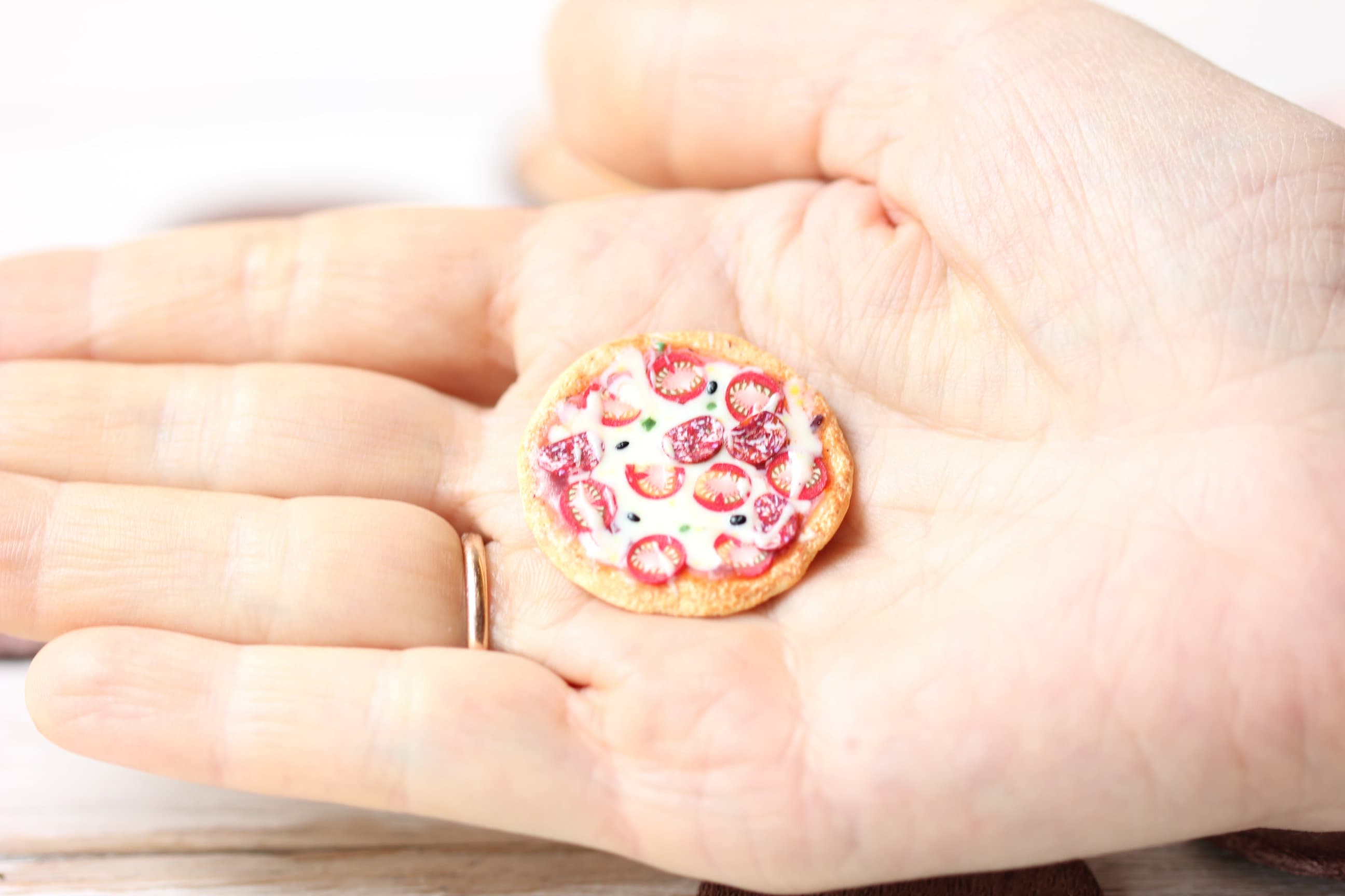 Pizza for Dolls Miniature Pepperoni and Tomatoes Pizza Mini Dollhouse ...