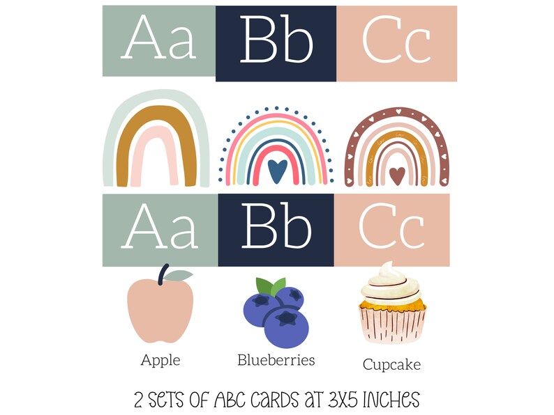 INSTANT DOWNLOAD ABC Cards Wall Decor Classroom Wall Boho Themed ...