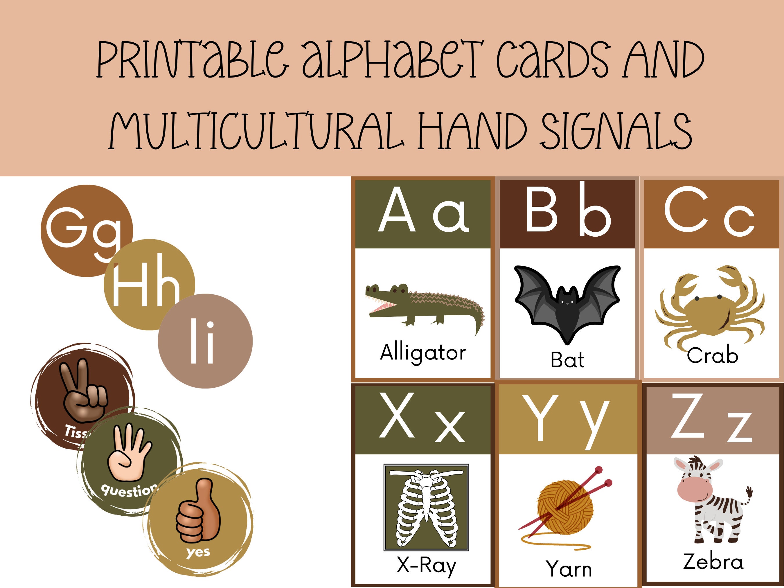 Alphabet Cards ABC Classroom Decorations Classroom Hand Signals ABC ...