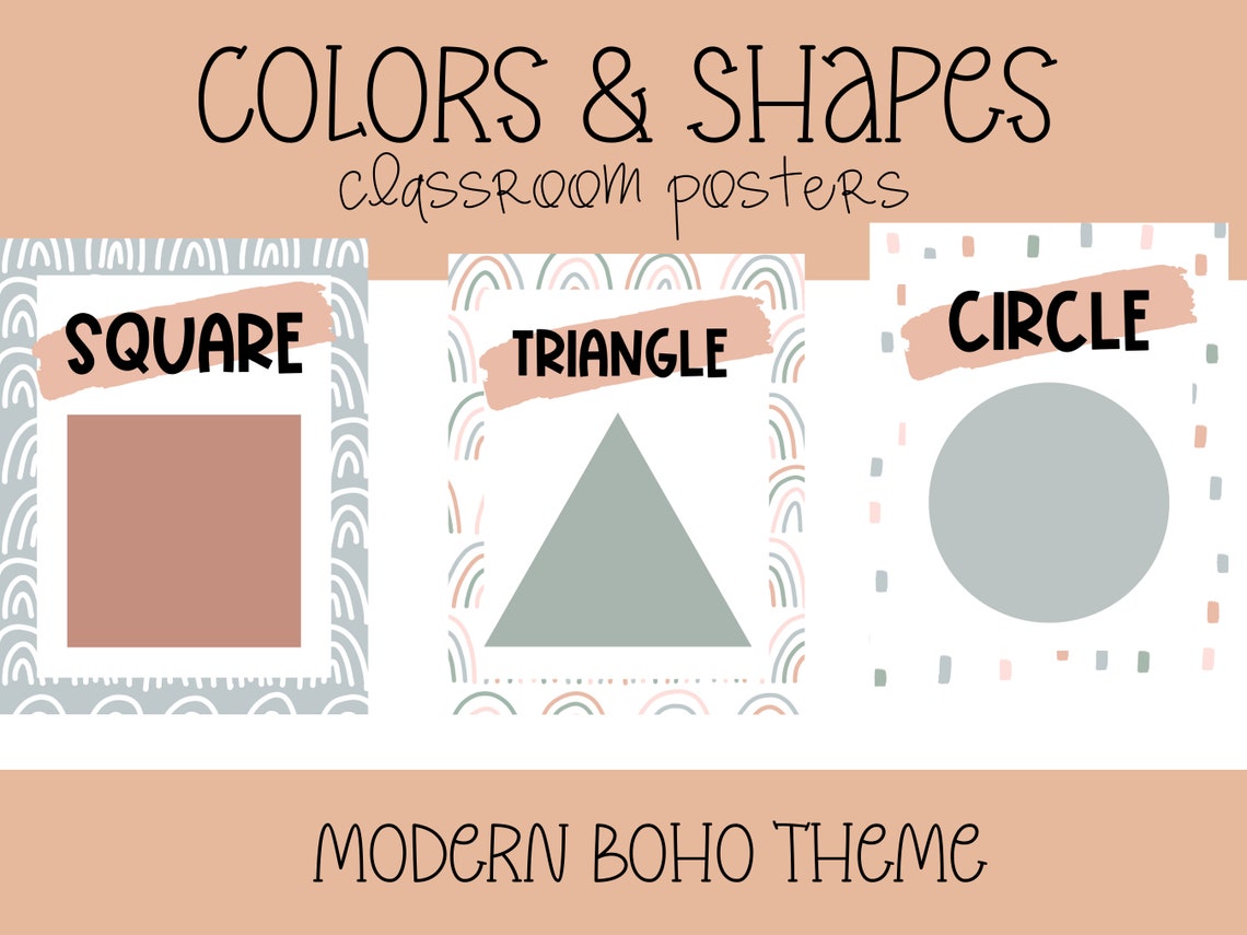Instant Download Boho Classroom Boho Rainbow Color Posters Shapes ...