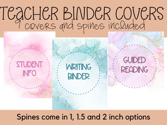 Instant Download Teacher Binder Covers Watercolor Covers - Etsy