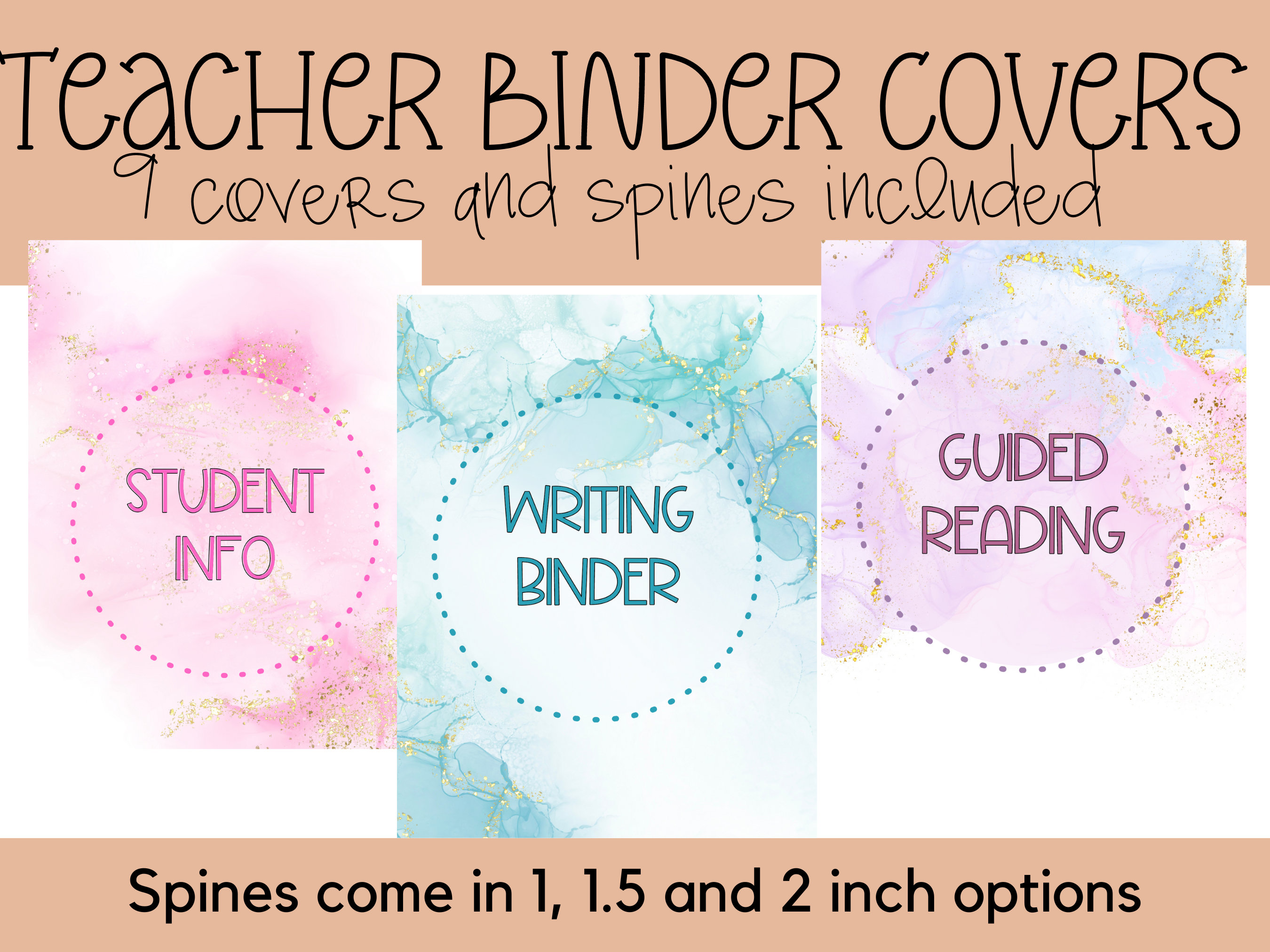 Instant Download, Teacher Binder Covers, Watercolor Covers, Classroom ...