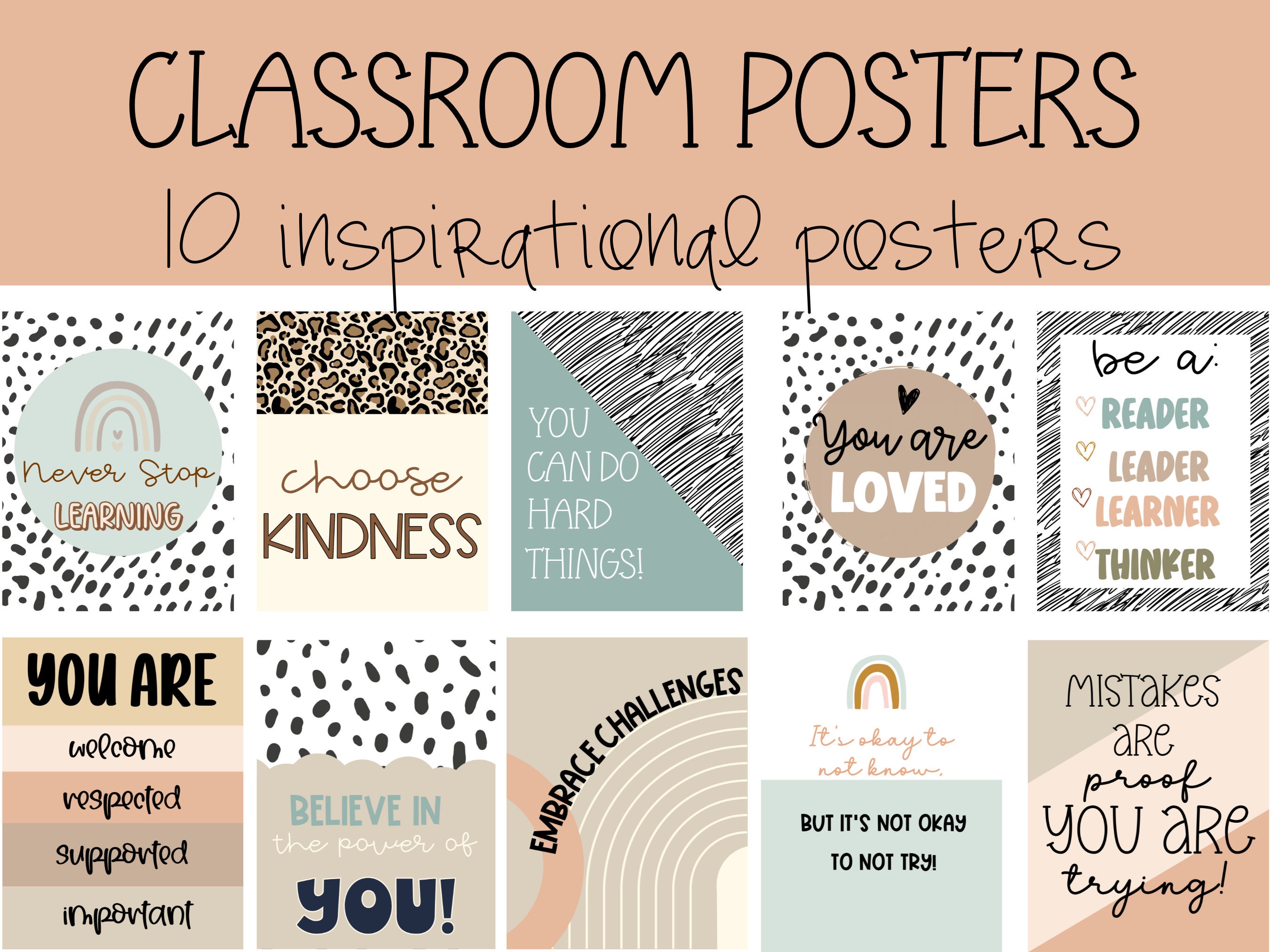 Instant Download Inspirational Classroom Posters Motivational Posters ...