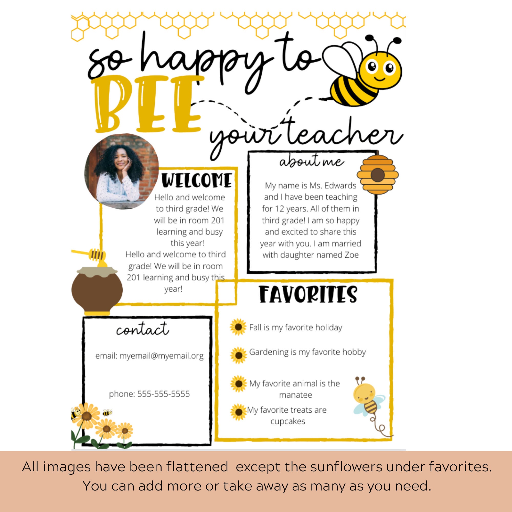INSTANT DOWNLOAD Meet the Teacher Bee Themed Meet the Teacher Fun Back ...