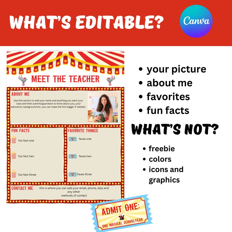 Meet the Teacher Back to School Circus Classroom Theme Freebie Added ...