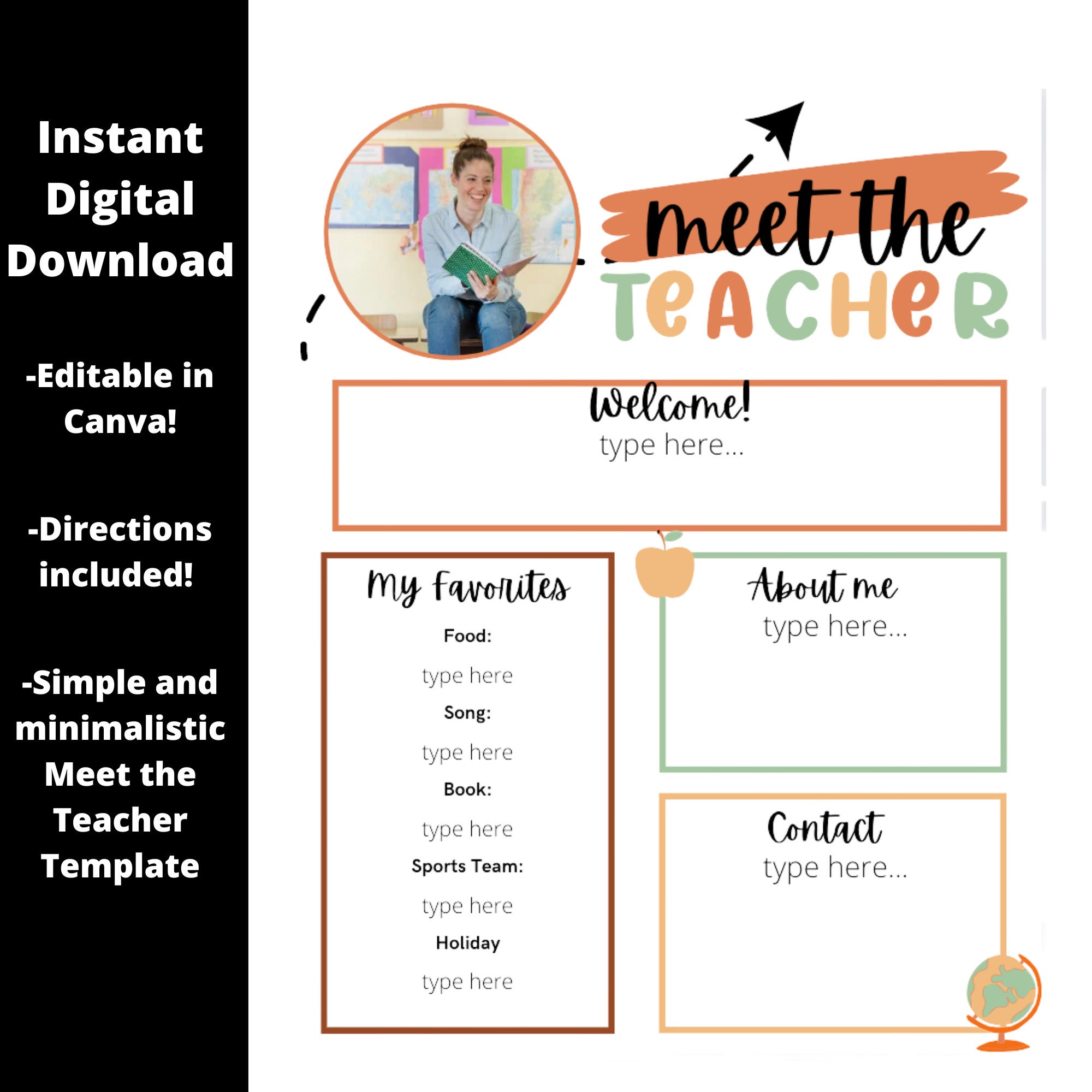 Meet the Teacher Template Minimalist Template Earth Tones - Etsy