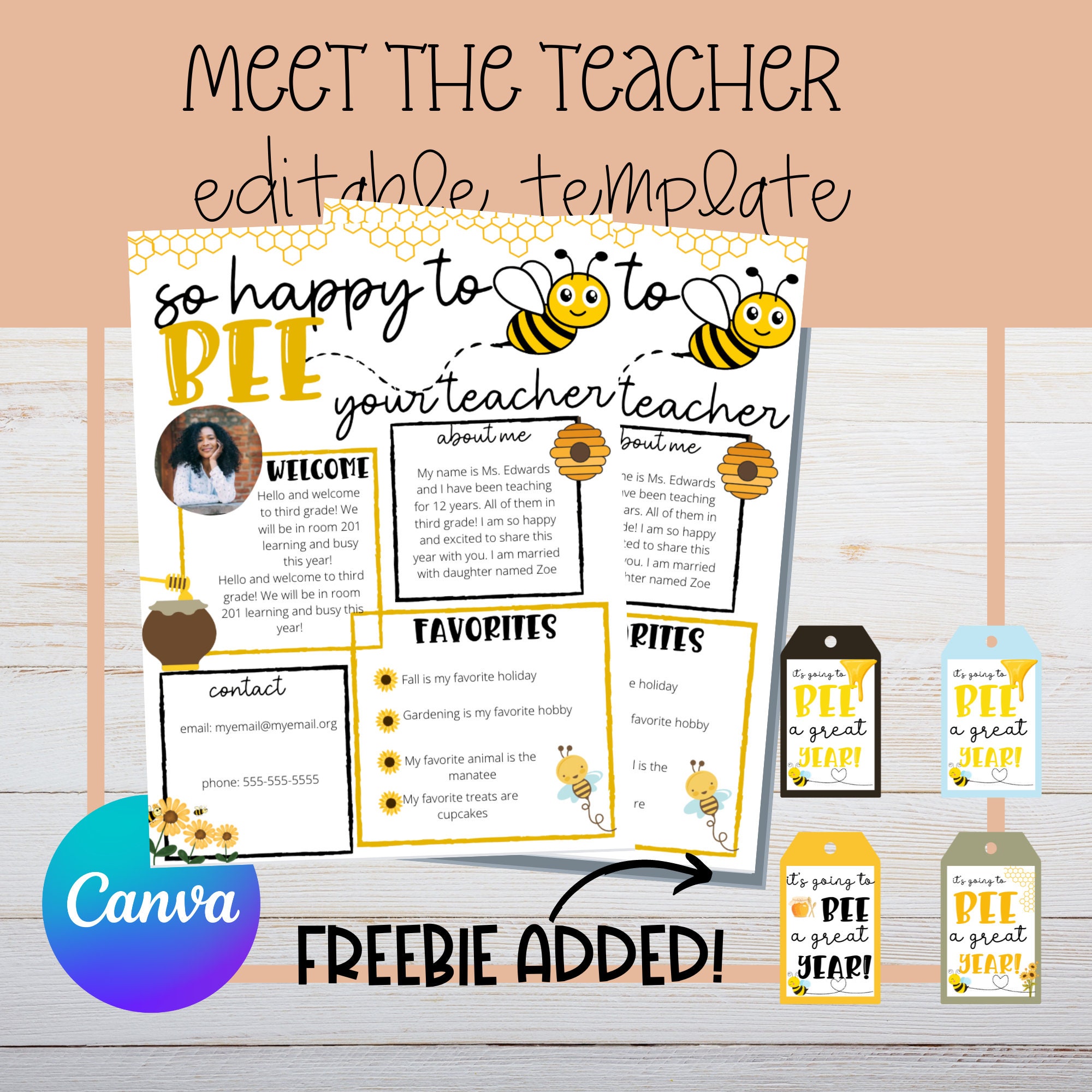 INSTANT DOWNLOAD Meet the Teacher Bee Themed Meet the Teacher Fun Back ...