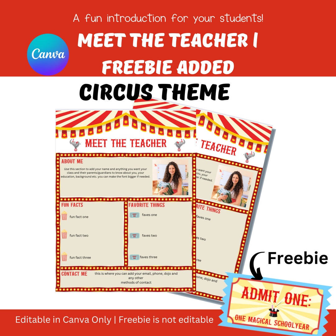 Meet the Teacher Back to School Circus Classroom Theme Freebie Added ...