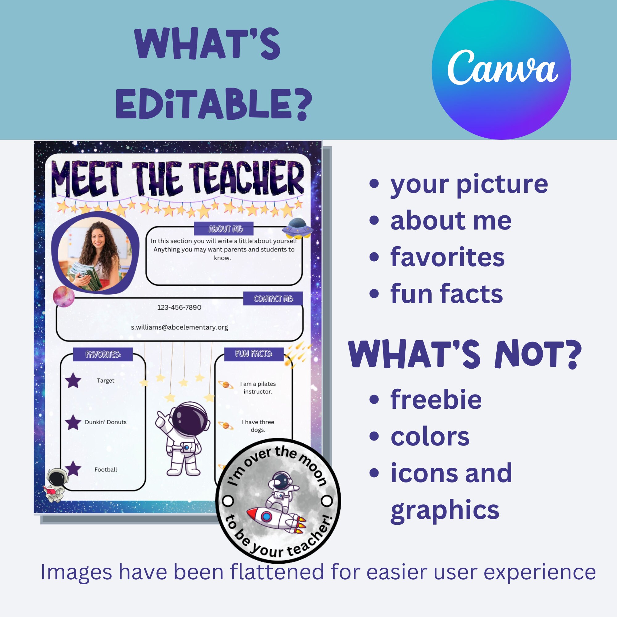 Meet the Teacher Back to School Outerspace Theme Editable Template With ...