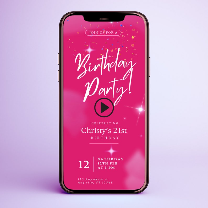 Animated Birthday Video Invitation, Editable Template, Electronic ...