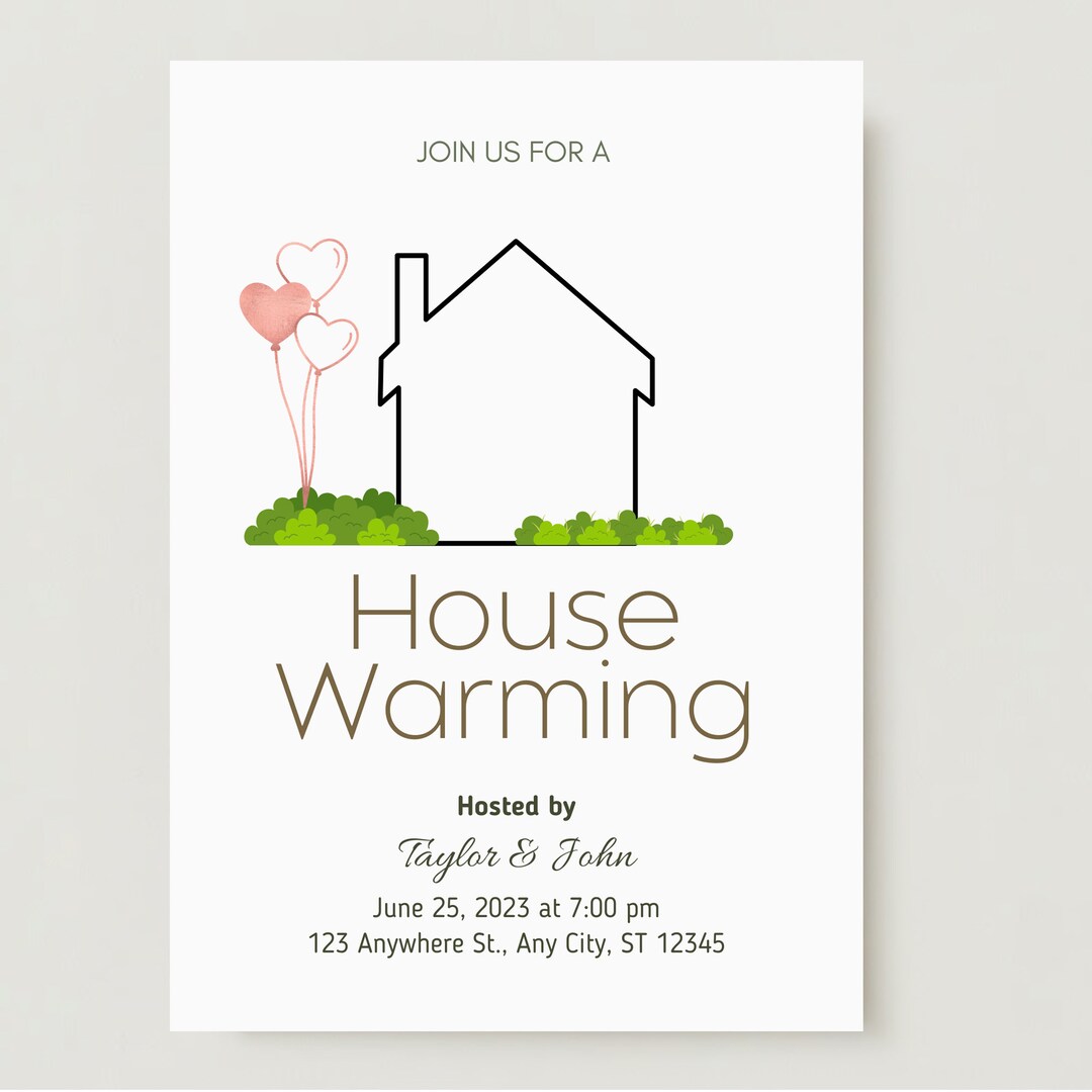 House Warming Invitation, Pink Minimalist Invite, Home Sweet Home, New ...