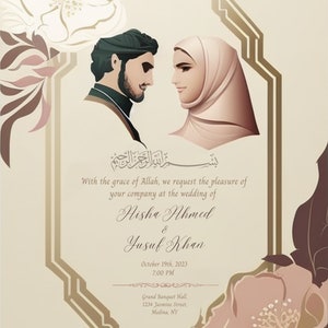 Customizable Islamic Wedding Invitation Template, Nikkah, Walima ...
