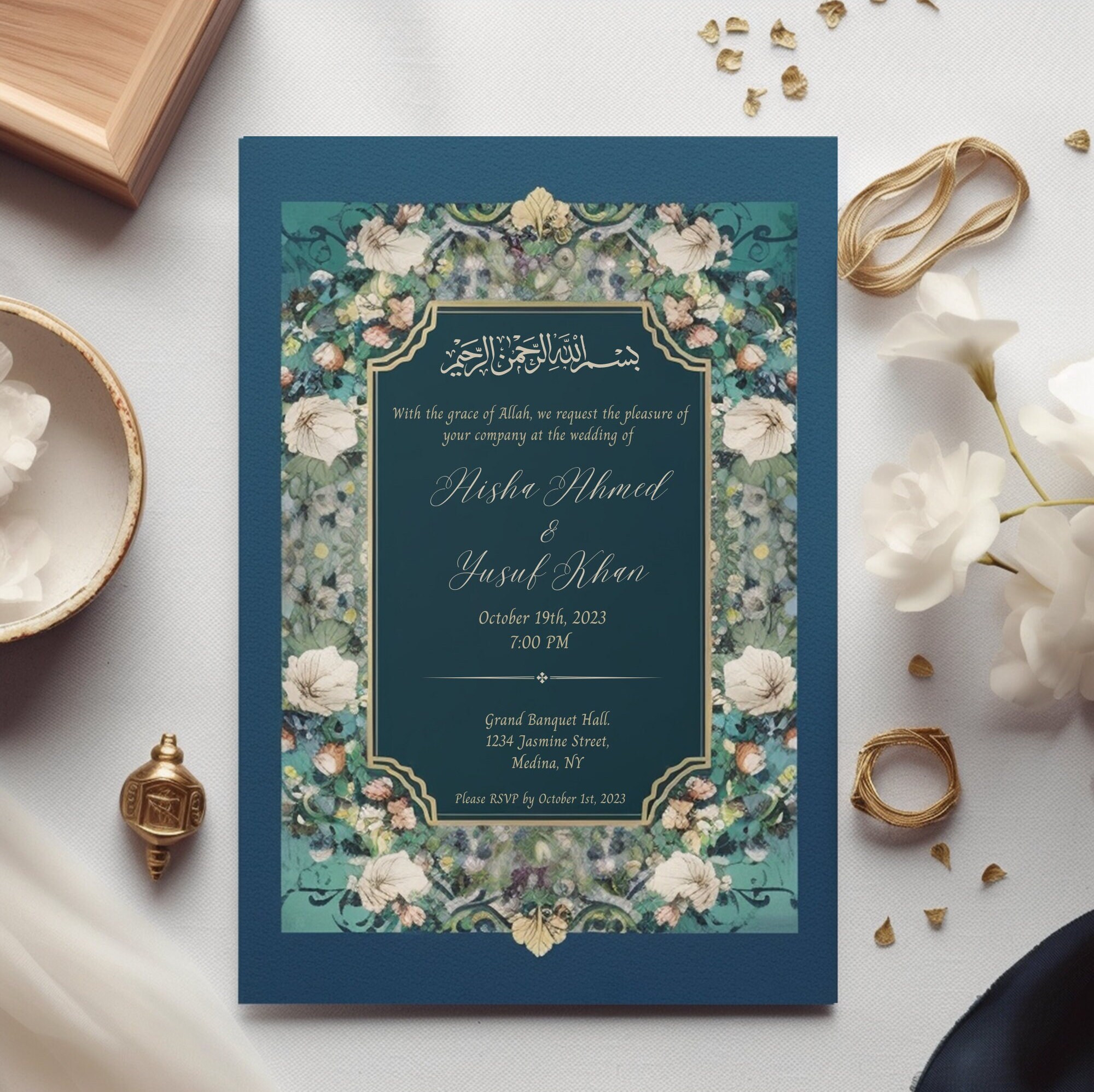 Digital Muslim Wedding Invitation Canva Template - Etsy
