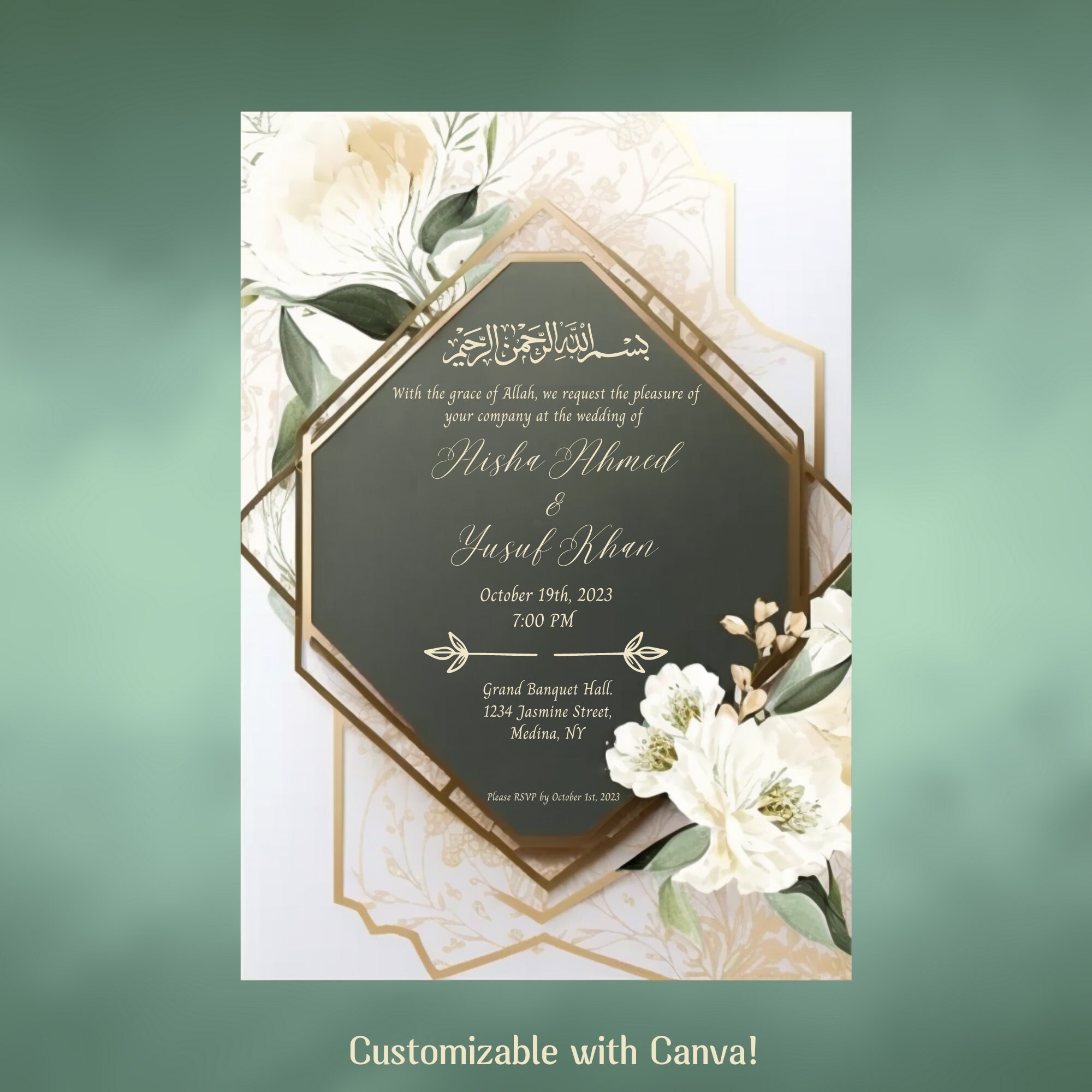Customizable Islamic Wedding Invitation Template - Etsy