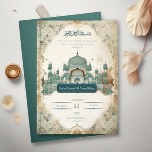Islamic Wedding Invitation Canva Template - Etsy