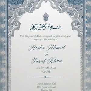 Islamic Wedding Invitation Canva Template - Etsy