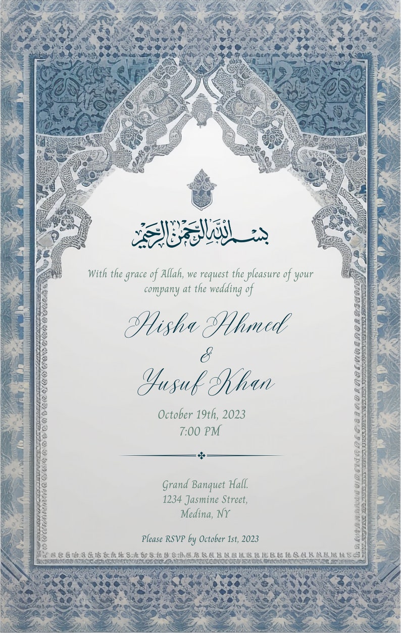Islamic Wedding Invitation Canva Template - Etsy