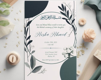 Digital Muslim Wedding Invitation Canva Template - Etsy