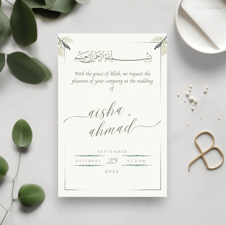 Islamic Wedding Invite Canva Template - Etsy