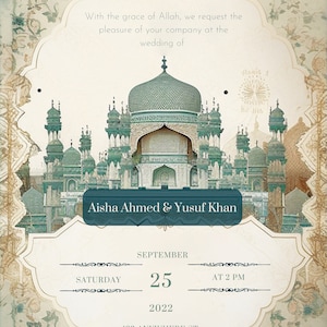 Islamic Wedding Invitation Canva Template - Etsy