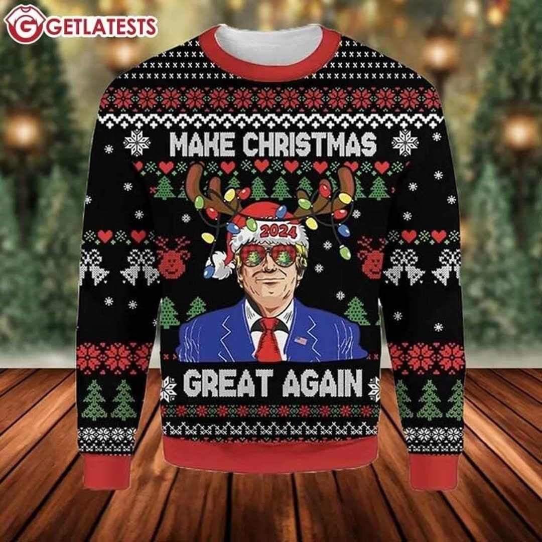 Trump Santa Make Christmas Great Again 2024 Ugly Sweater , Funny Trump ...