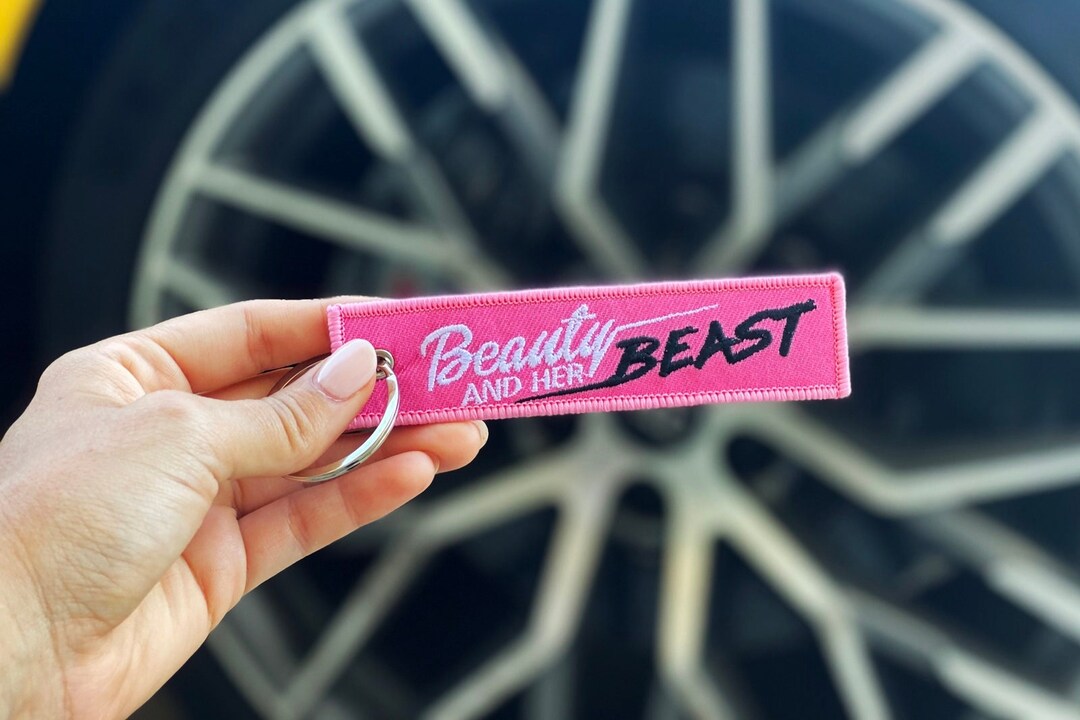 Beauty and Her Beast Keychain Gift Key Ring Motorbike Key Tag Biker Gift Motorcycle Rider Keytag ...