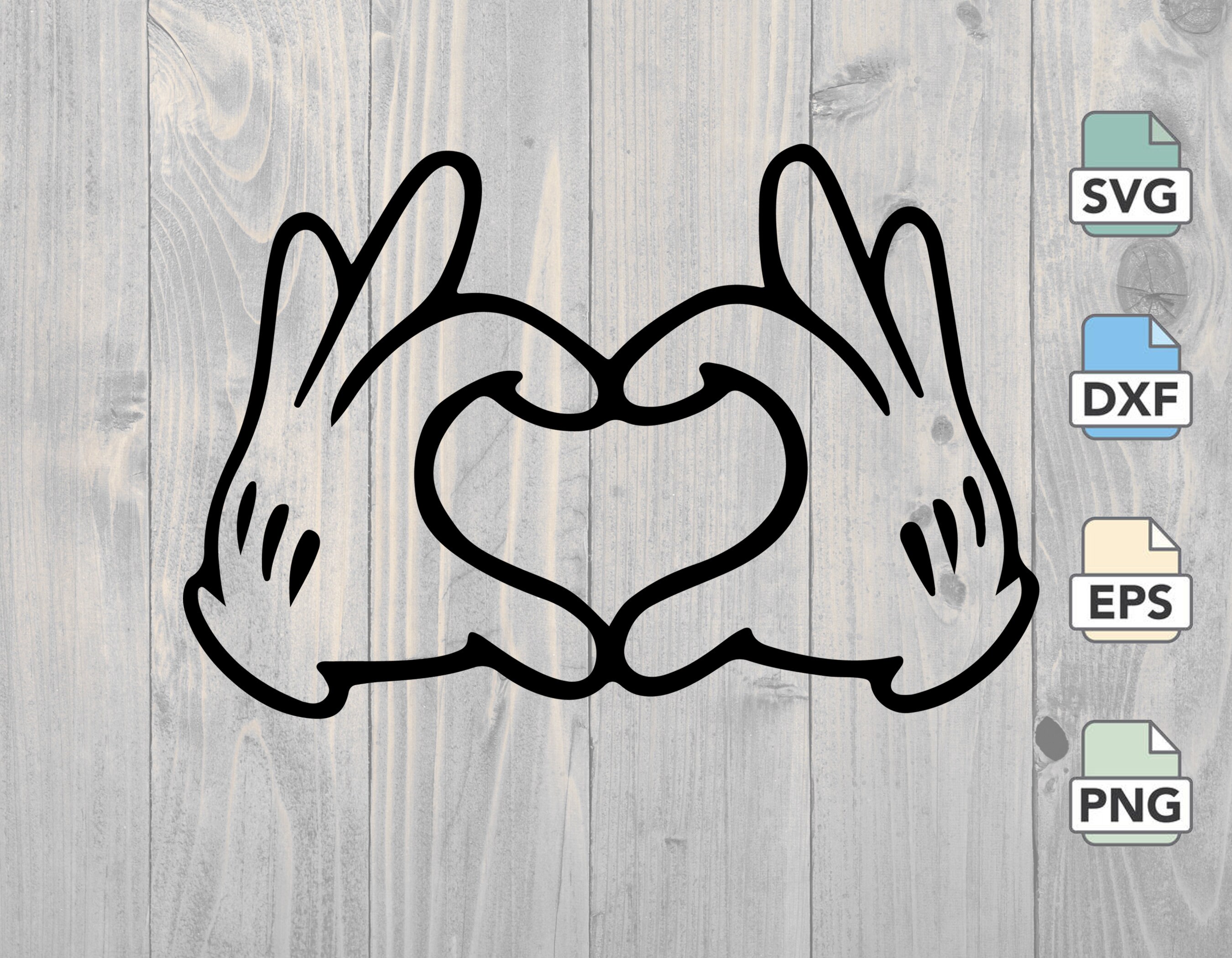 Mickey SVG Cut File Mickey Heart Hands SVG File for Silhouette - Etsy