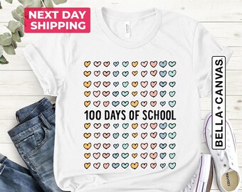 100 Days of School Shirt, 100th Day of School,100 Days of Hearts Shirt ...