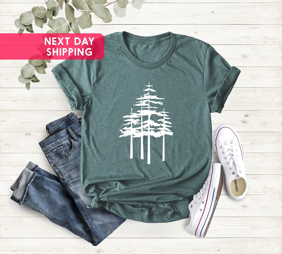 Trees Tee, Pine Tree Shirt, Pine Tree T Shirt, Camping Shirt, Hiking ...