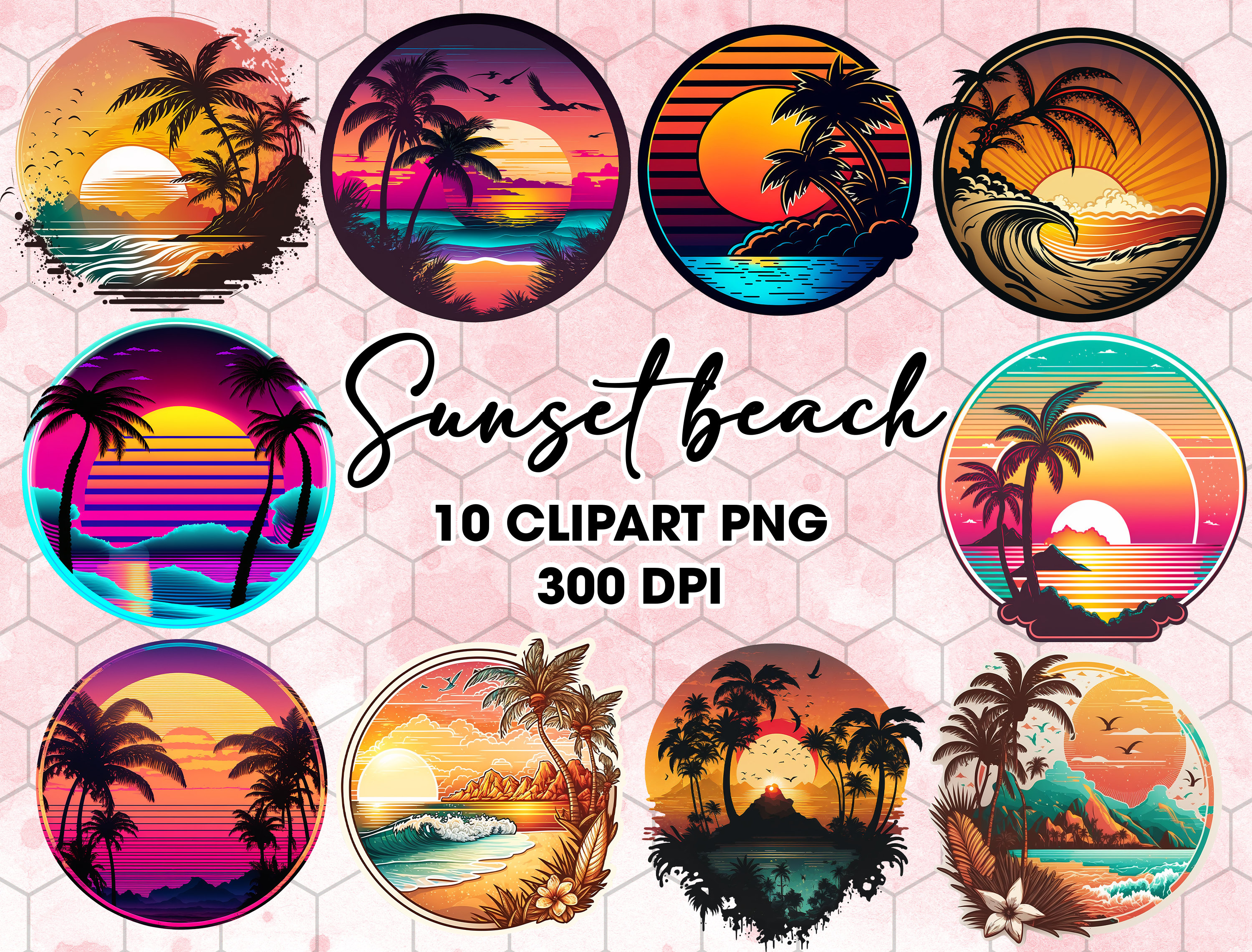Sunset On Beach Clipart